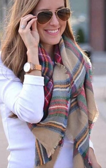 Accessories | Multicolor Plaid Blanket Scarf | Poshmark